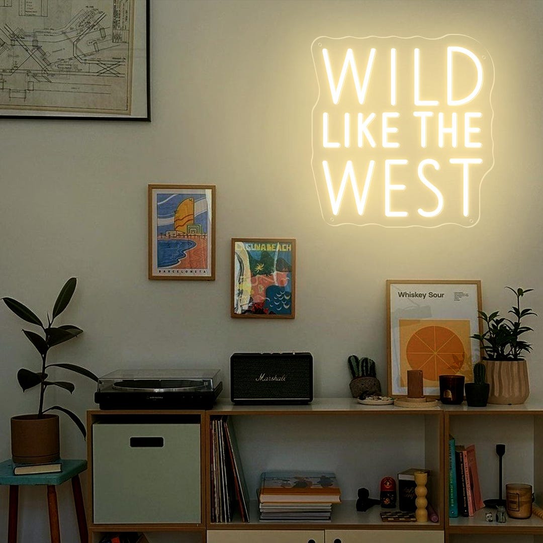 Wild Like the West Neon Sign, Kids Room Nursery Wall Art, Cowgirls ...