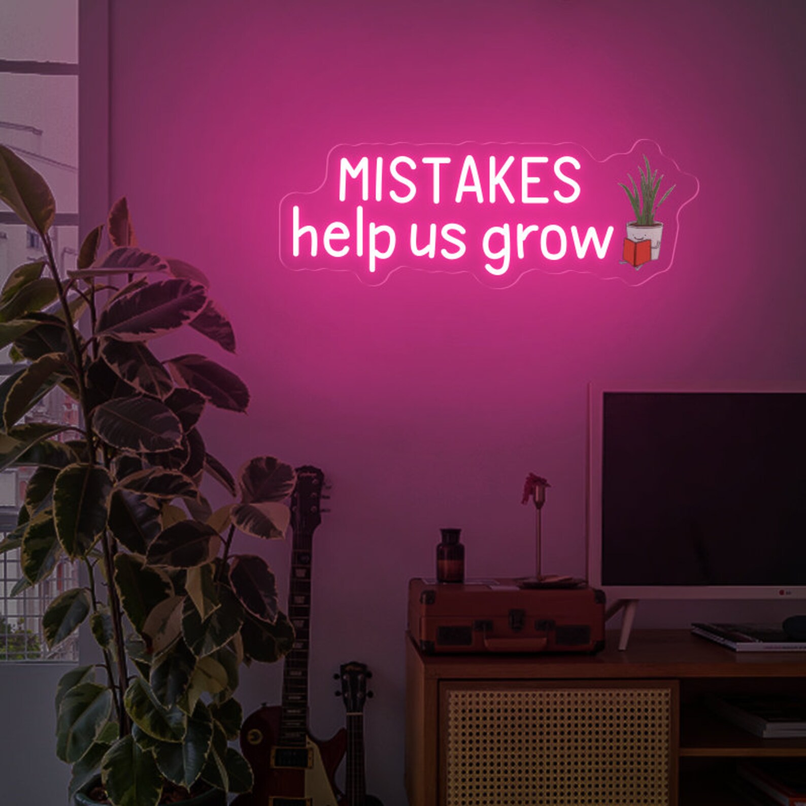 Mistakes Help Us Grow Neon Sign: Classroom Positive Affirmation Decor ...