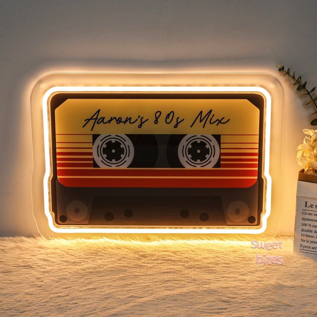 Custom Cassette Tapes Neon Sign, Personalized Mixtapes Decor, 80s 90s ...