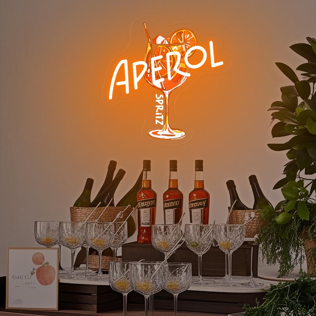 Aperol Spritz Cocktail Neon Sign, Cocktail Aperol Room Wall Decor ...