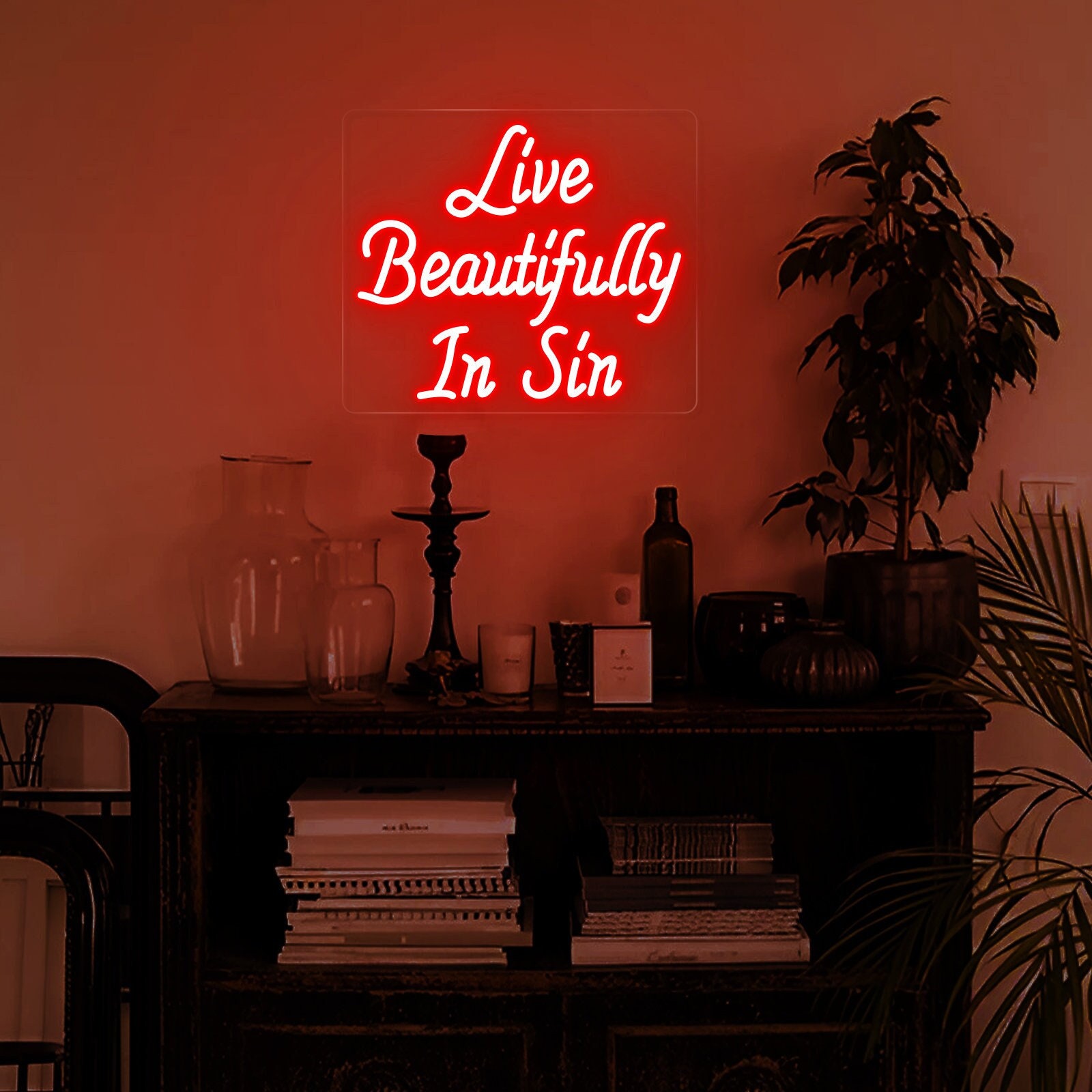 Live Beautifully in Sin Neon Sign,gothic Style Home Decor,spooky Wall ...