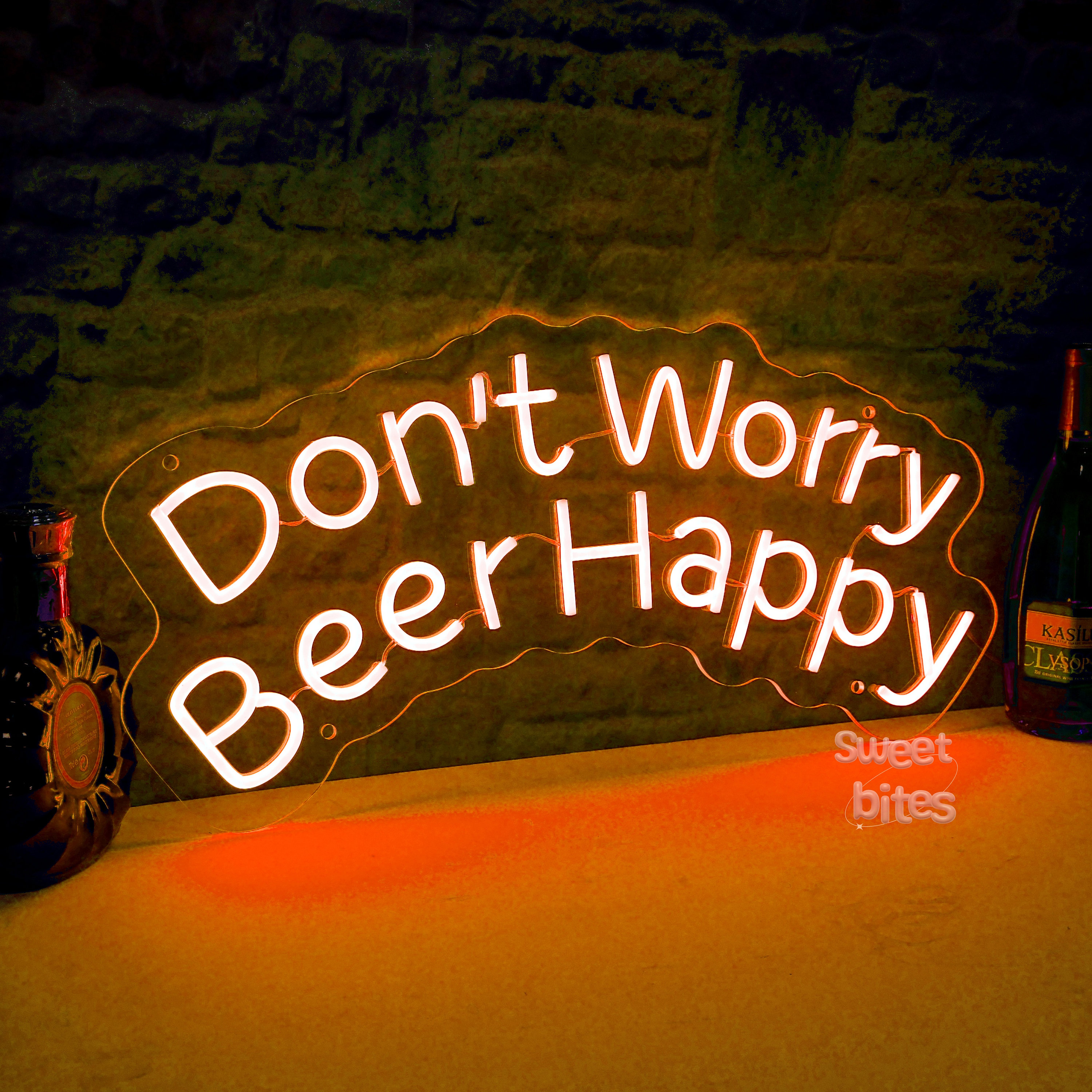 Don't Worry Beer Happy Neon Sign,drinking Bar Light Sign,home Bar Wall ...