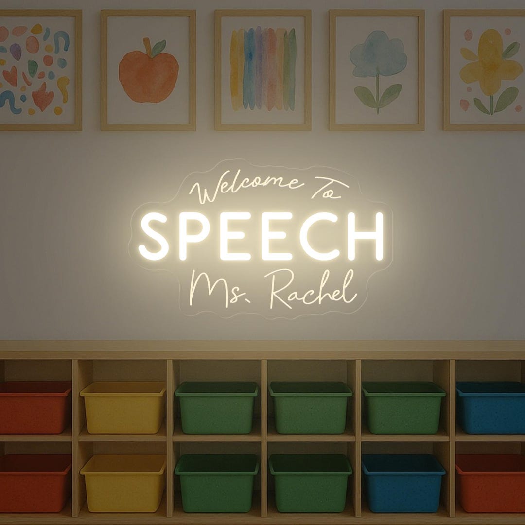 Personalized Speech Classroom Wall Decor, Welcome to Speech Neon Sign ...