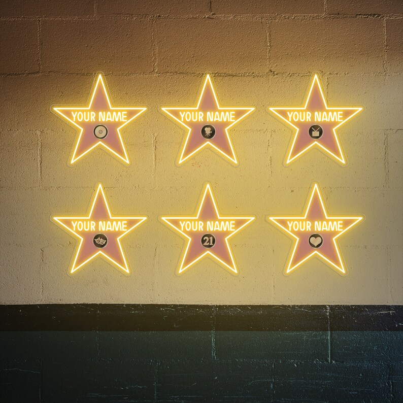 Custom Hollywood Walk of Fame Neon Sign,actor Actress Star Neon Sign ...