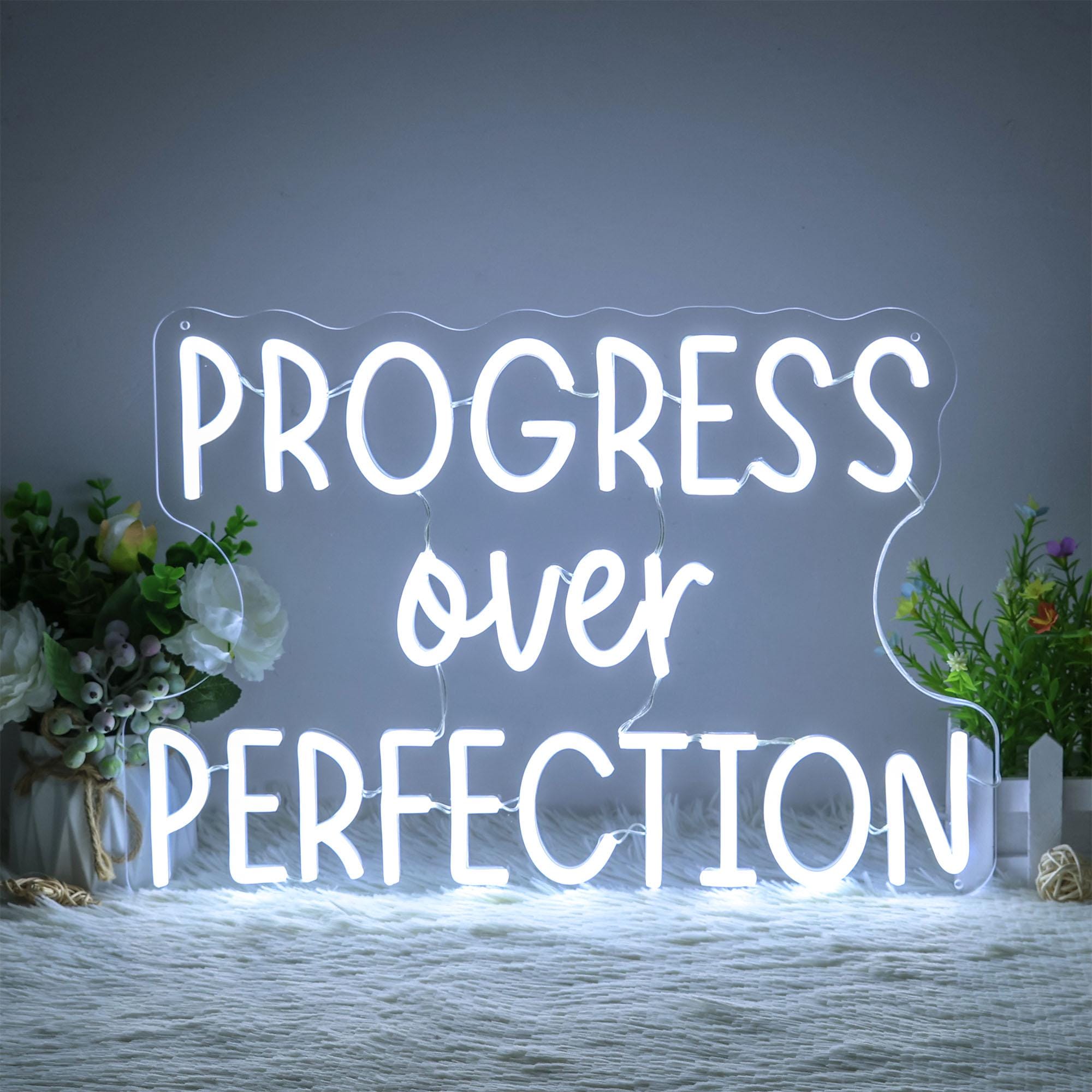Progress Over Perfection Neon Sign, Classroom Decor, Inspirational ...