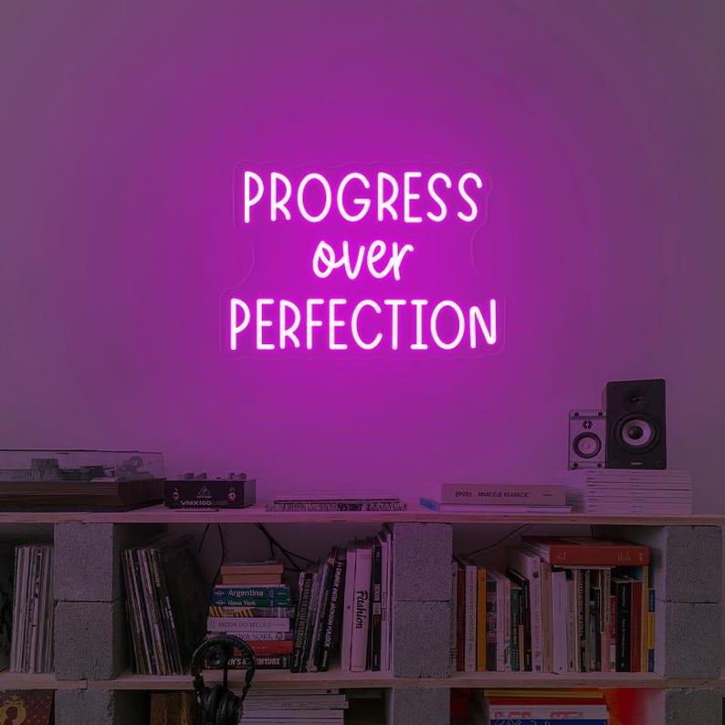 Progress Over Perfection Neon Sign, Classroom Decor, Inspirational ...