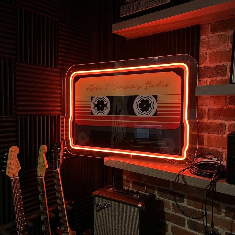 Custom Cassette Tapes Neon Sign, Personalized Mixtapes Decor, 80s 90s ...