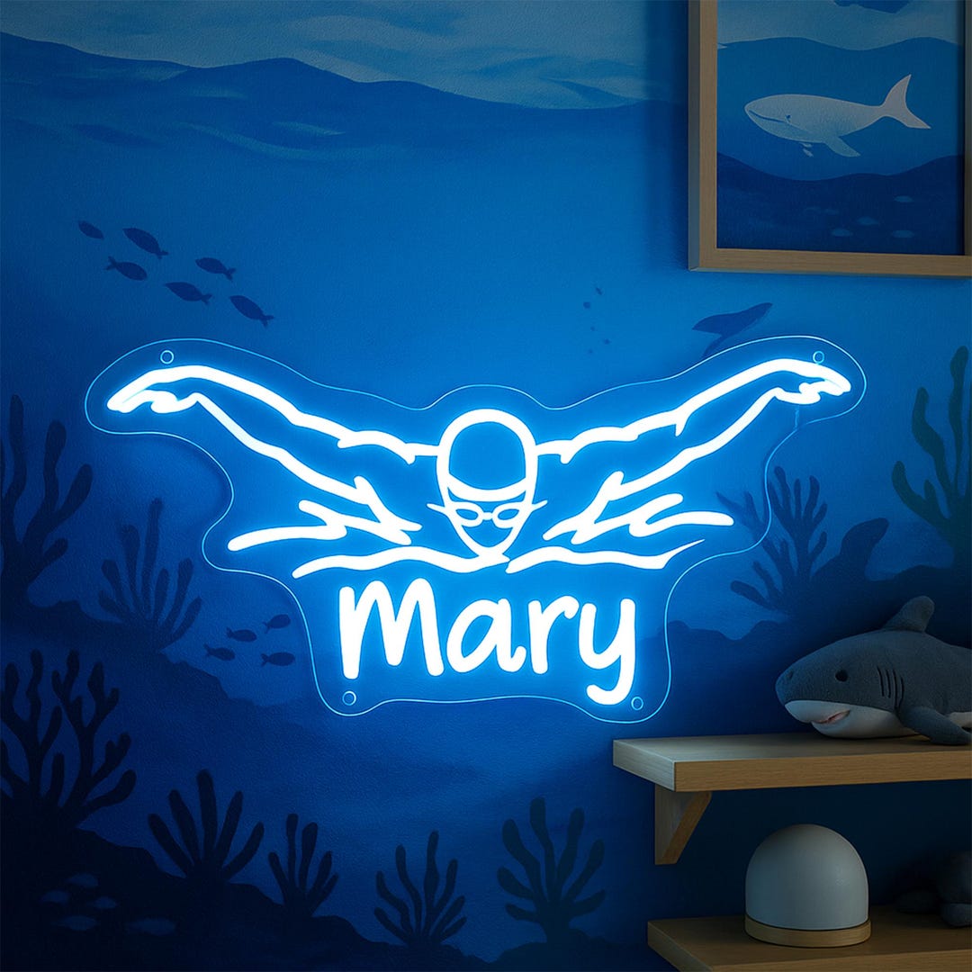 Custom Swimmer Neon Sign,swimmer Name Sign,custom Swimming Pool Decor ...