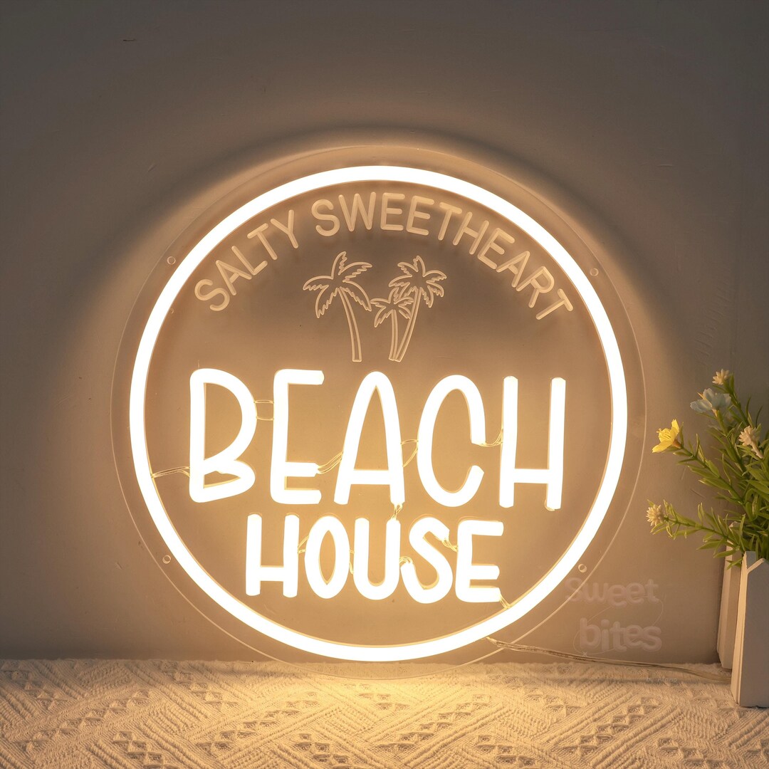 Custom Beach House Neon Sign, Personalized Beach House Wall Sign ...