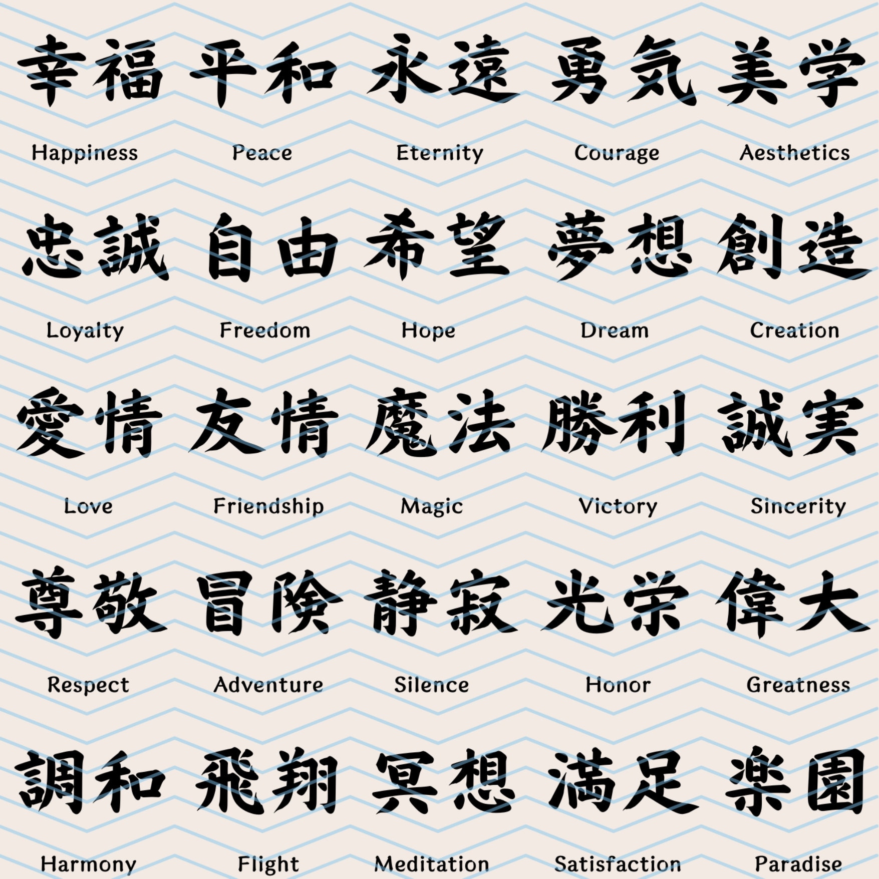 50 Kanji Pairs PNG SVG & PDF Bundle - Transparent Background, Instant ...