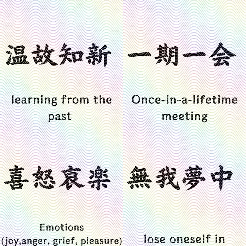 10 Four Character Idiom Kanji Compounds PNG SVG & PDF Bundle ...