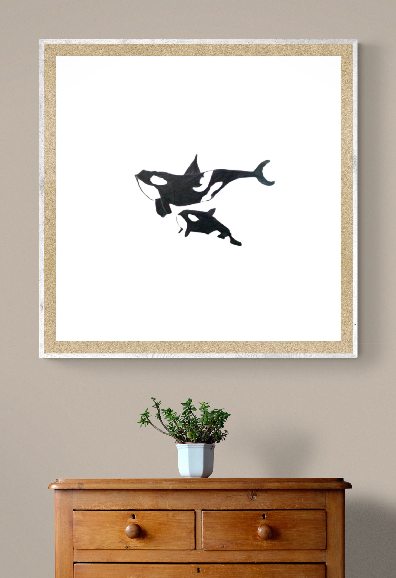 Orca Drawing Mom and Baby - Etsy