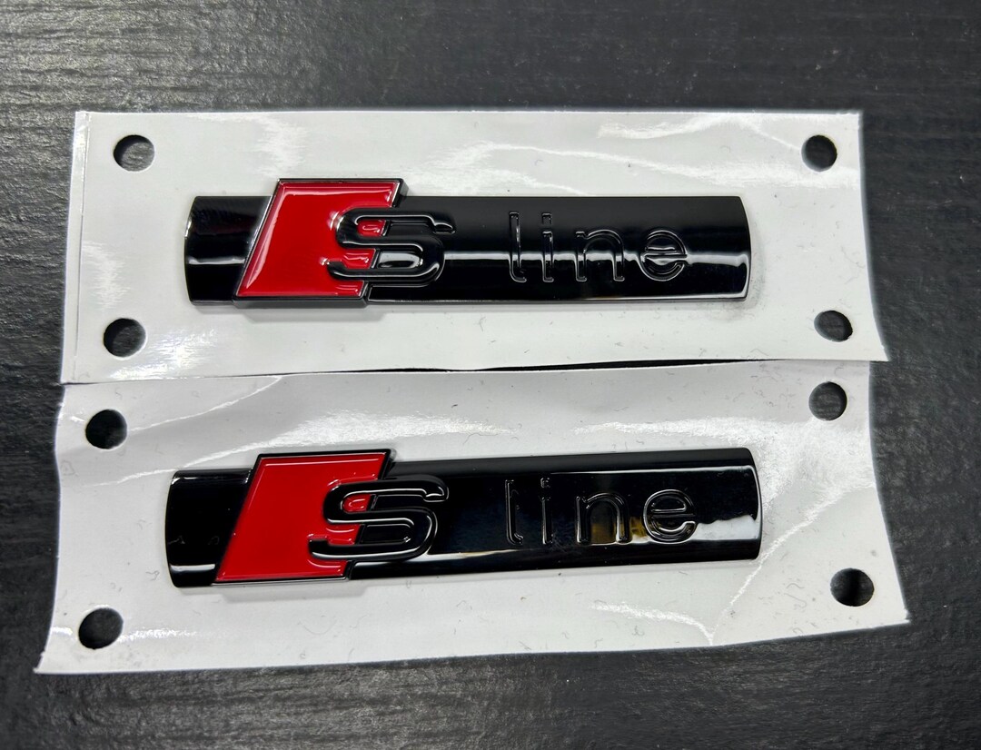Audi S-line Style Side Wing Replacement Badges X2 gloss Black A1 A3 A4 ...
