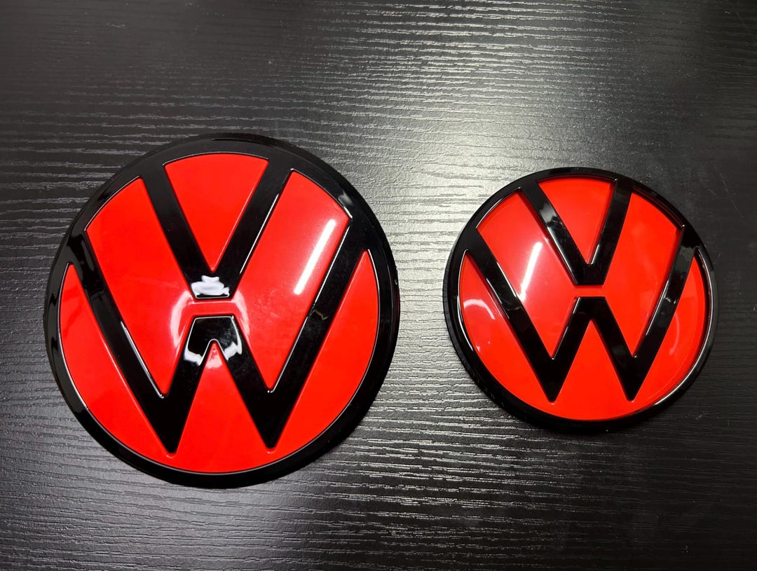 VW Golf MK8 / MK8.5 Front and Rear Gloss Black / Red Badges Abs 2019 ...