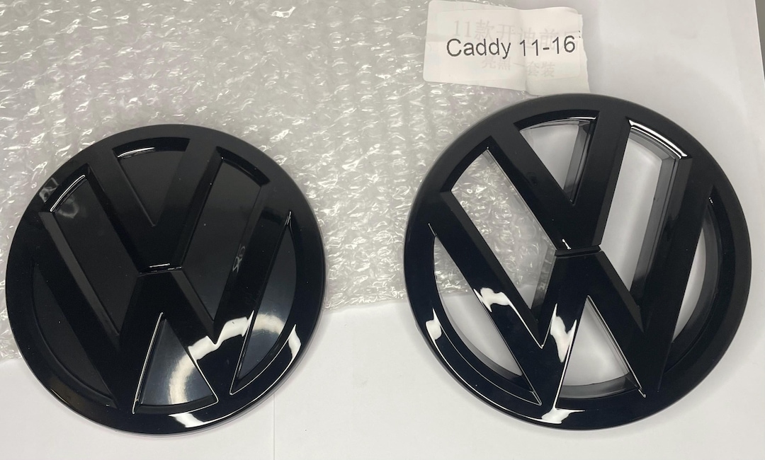 VW Caddy 11-15 Front & Rear Badges Gloss Black Replacement Badges Set ...