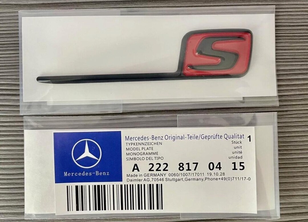 MERCEDES S Gloss Black/red Amg Rear Boot Back BADGE C63 C63S E63 E63S ...