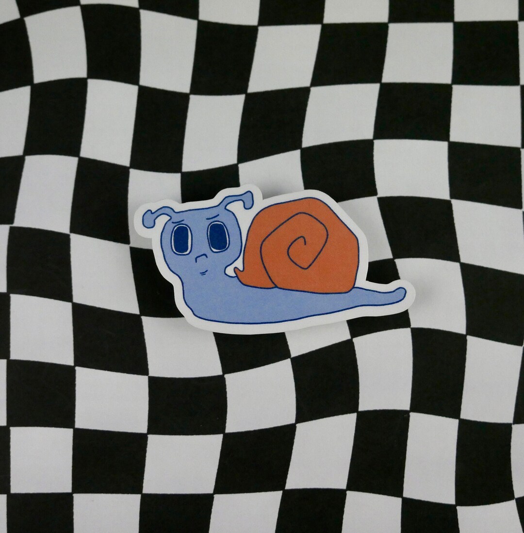 Sad Glossy Snail Sticker Grumpy Blue and Orange Snail Dude - Etsy