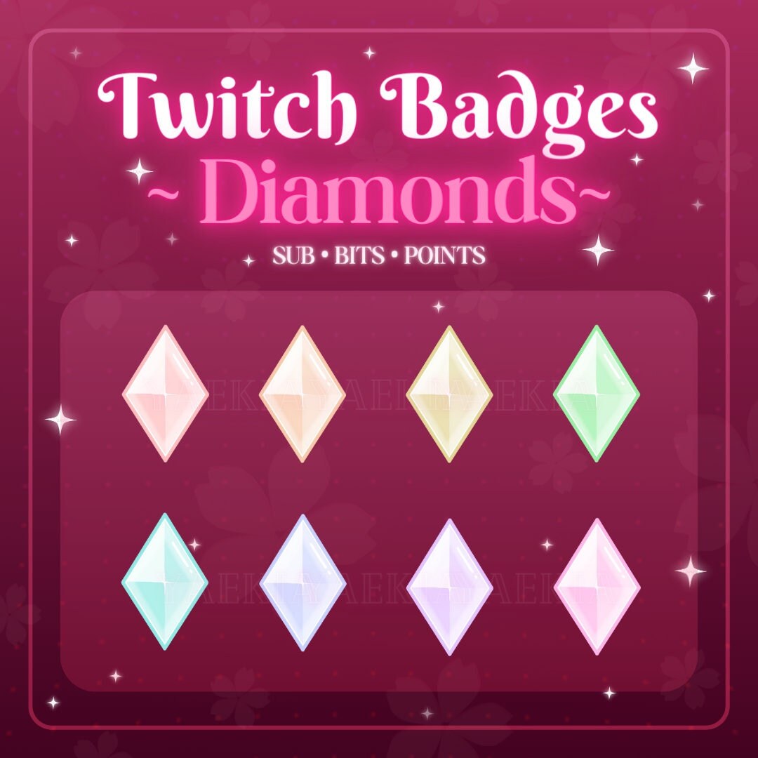 Twitch Badges Diamond Badges Set of 8 Channel Points Bits Emotes Badges ...