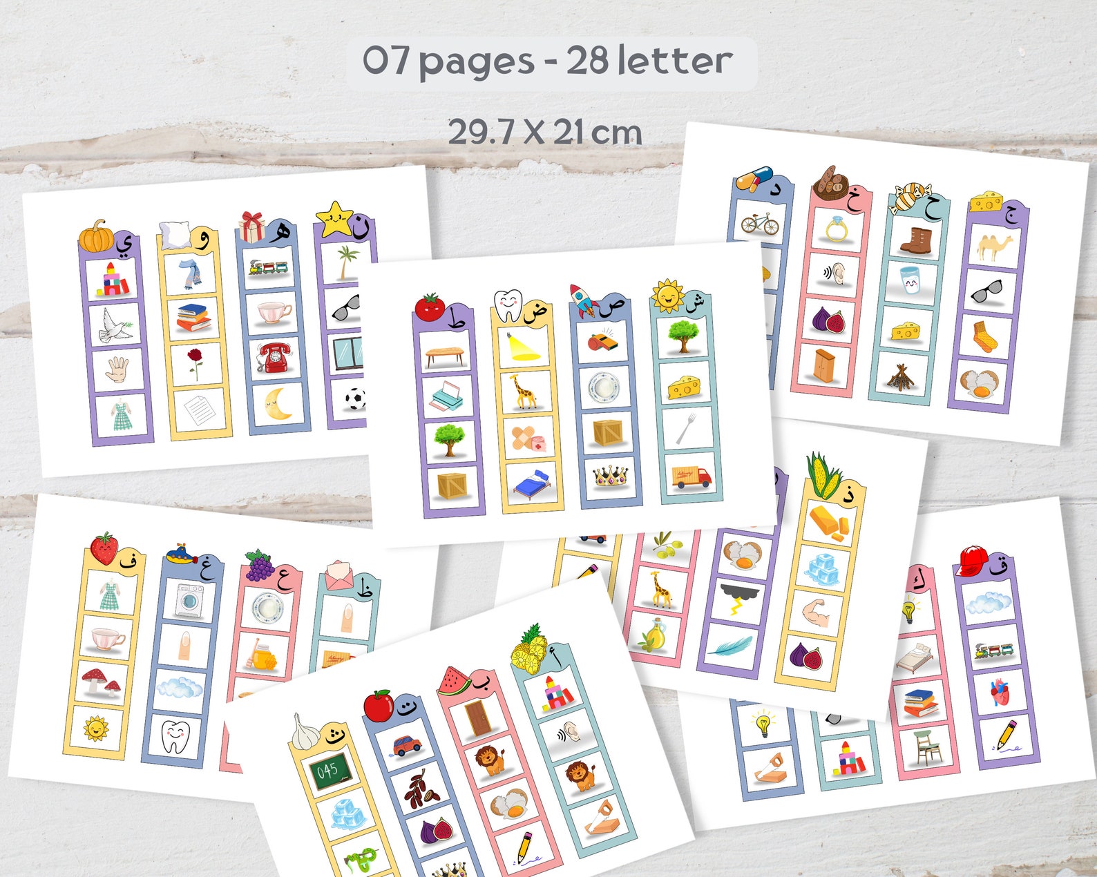 Arabic Alphabet Clip Cards, Learn Arabic Pdf Printable. - Etsy