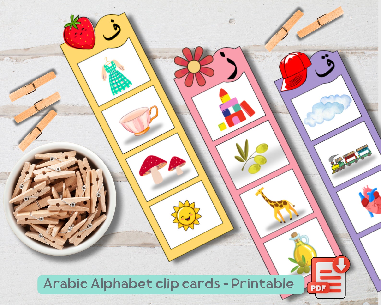 Arabic Alphabet Clip Cards, Learn Arabic Pdf Printable. - Etsy