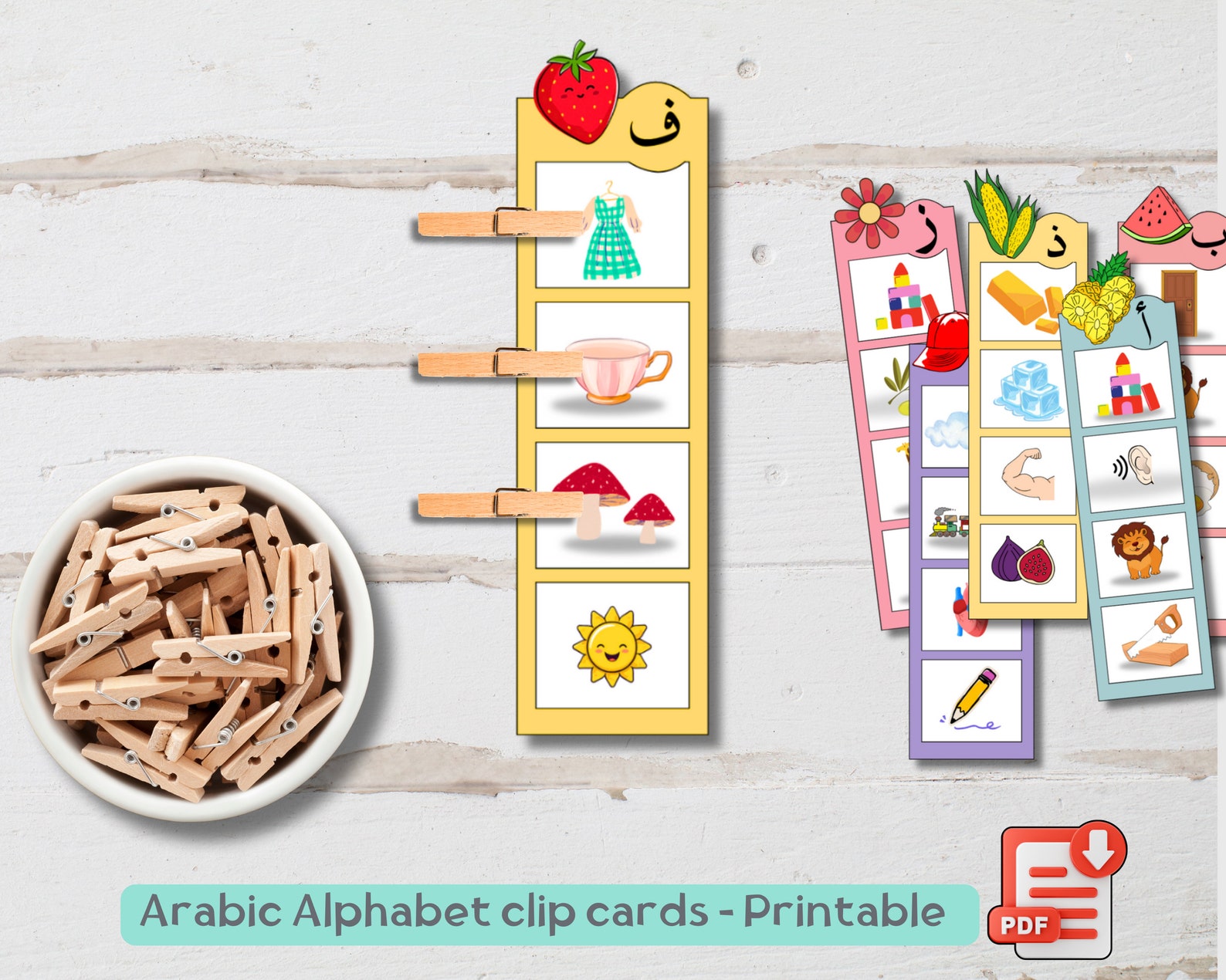 Arabic Alphabet Clip Cards, Learn Arabic Pdf Printable. - Etsy
