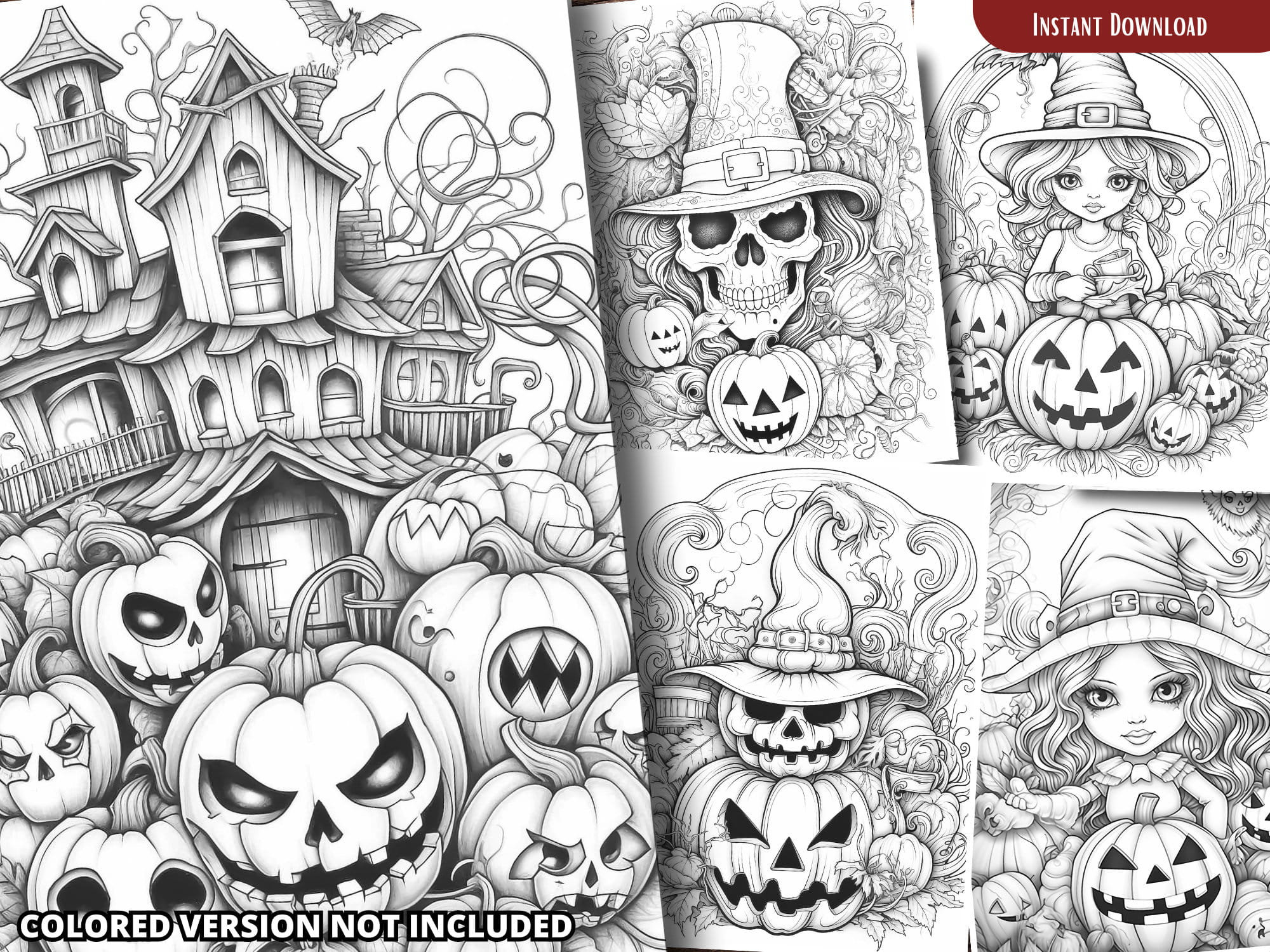 Halloween Coloring Pages for Adults and for Kids for Relax and Stress ...