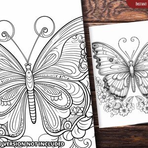 Butterfly Grayscale Coloring Book for Adults and Kids (printable PDF ...