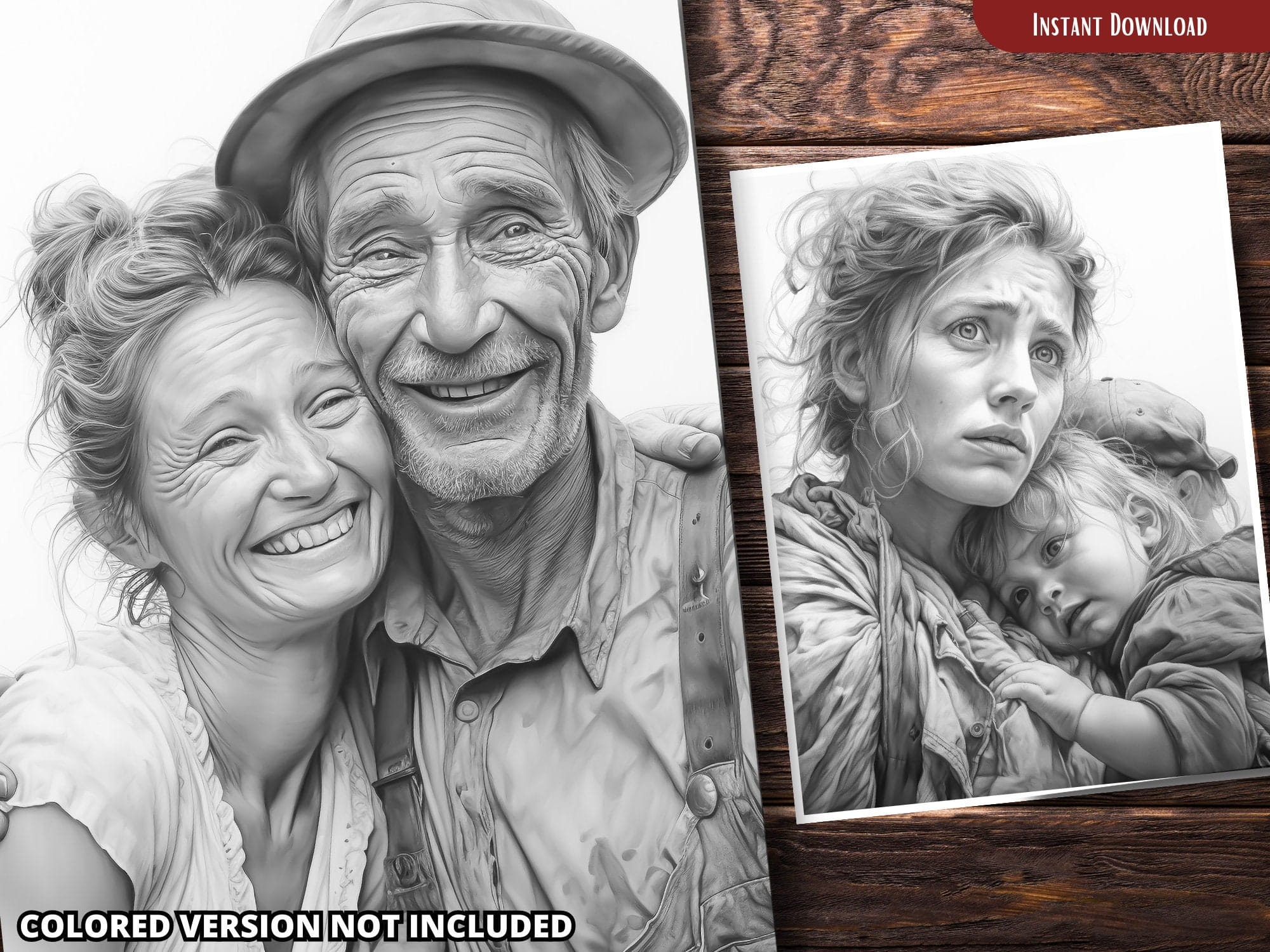 Emotions Coloring Pages for Adults and for Kids Grayscale Coloring ...
