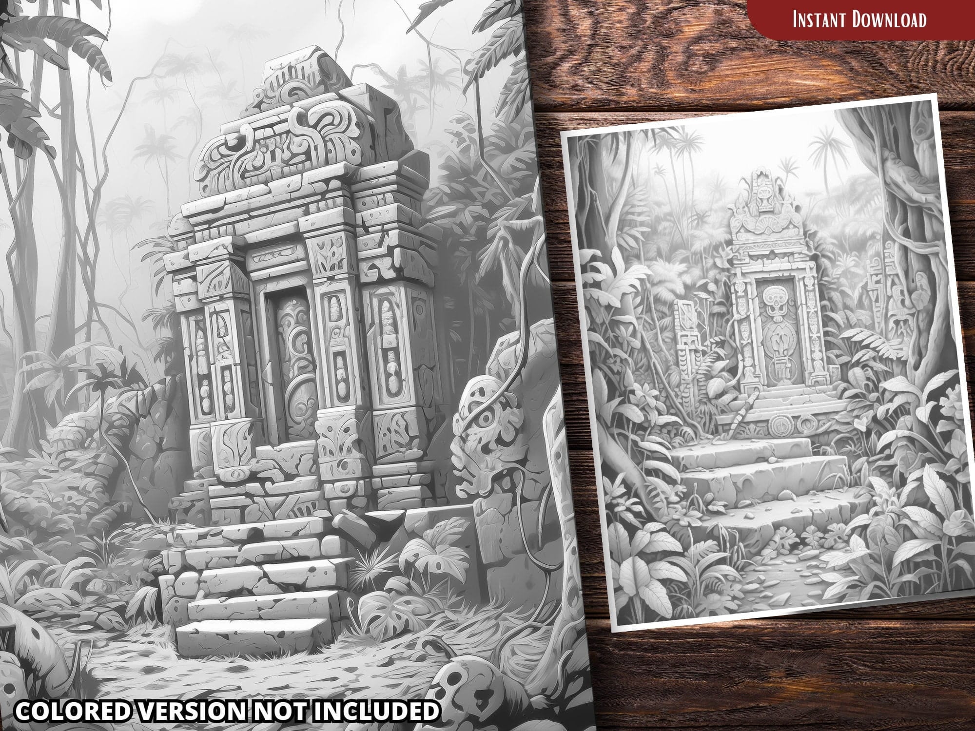 Lost Tomb in the Jungle Coloring Pages for Adults and for Kids for ...