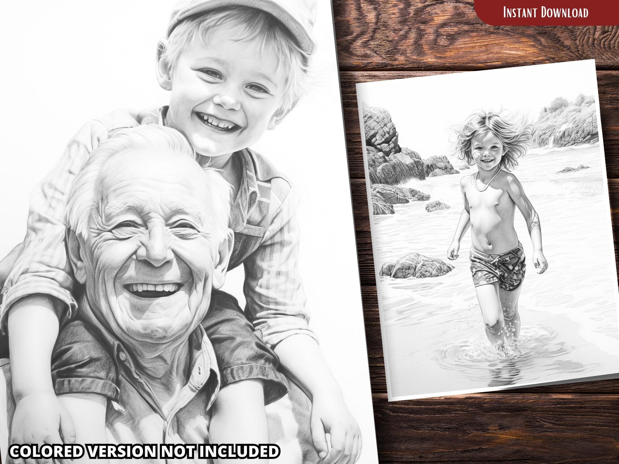 Memories of Childhood Coloring Pages for Adults and for Kids for Relax ...