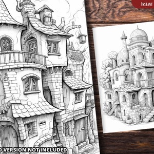 Turkish House Coloring Pages for Adults and for Kids, Grayscale ...
