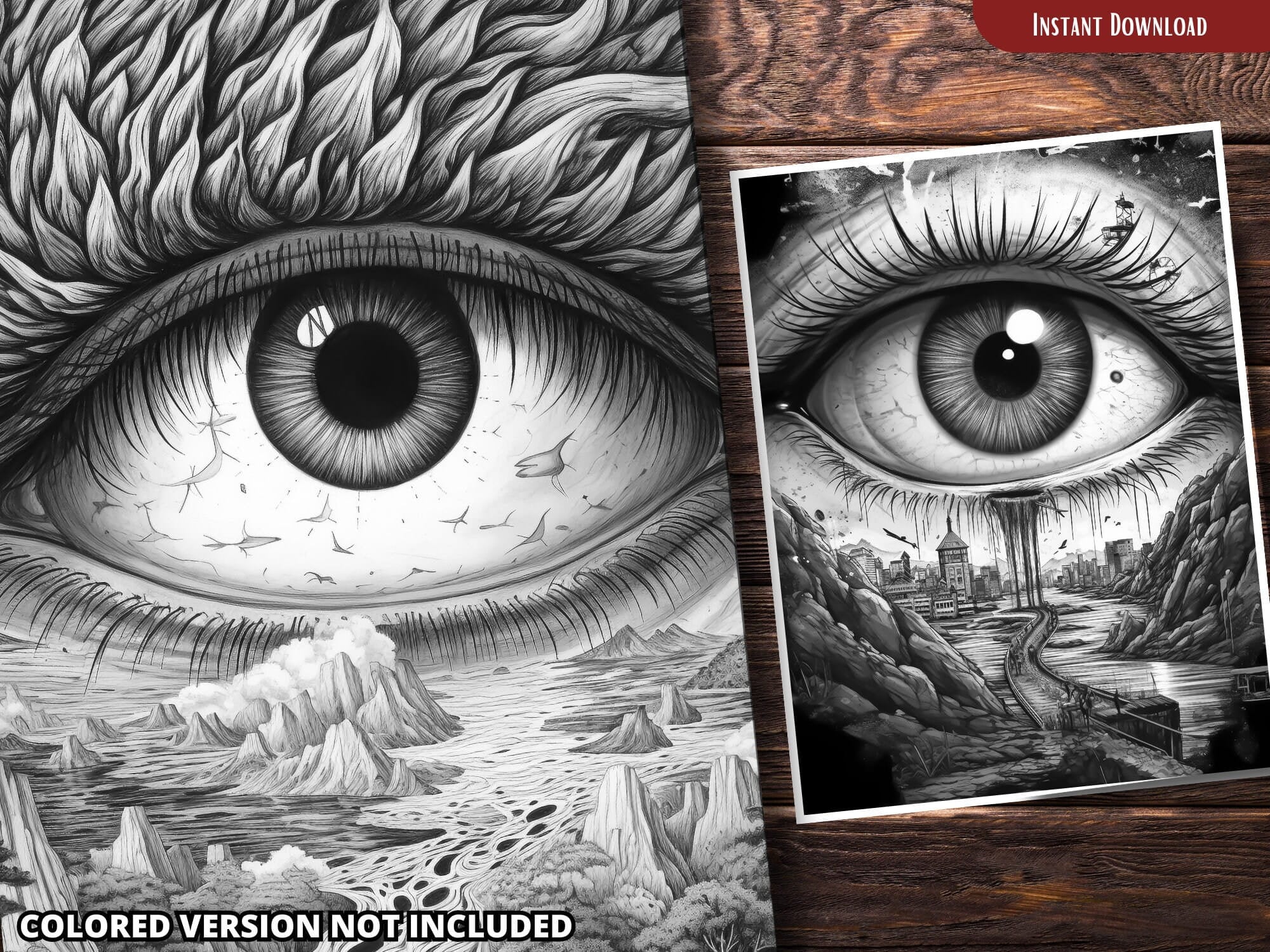 Eye Coloring Pages for Adults and for Kids for Relax and Stress Relief ...