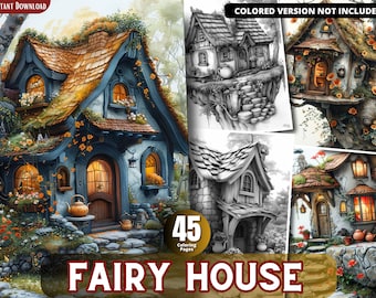 25 Enchanted Fairy Home Coloring Pages Adult and Kids Coloring Book ...