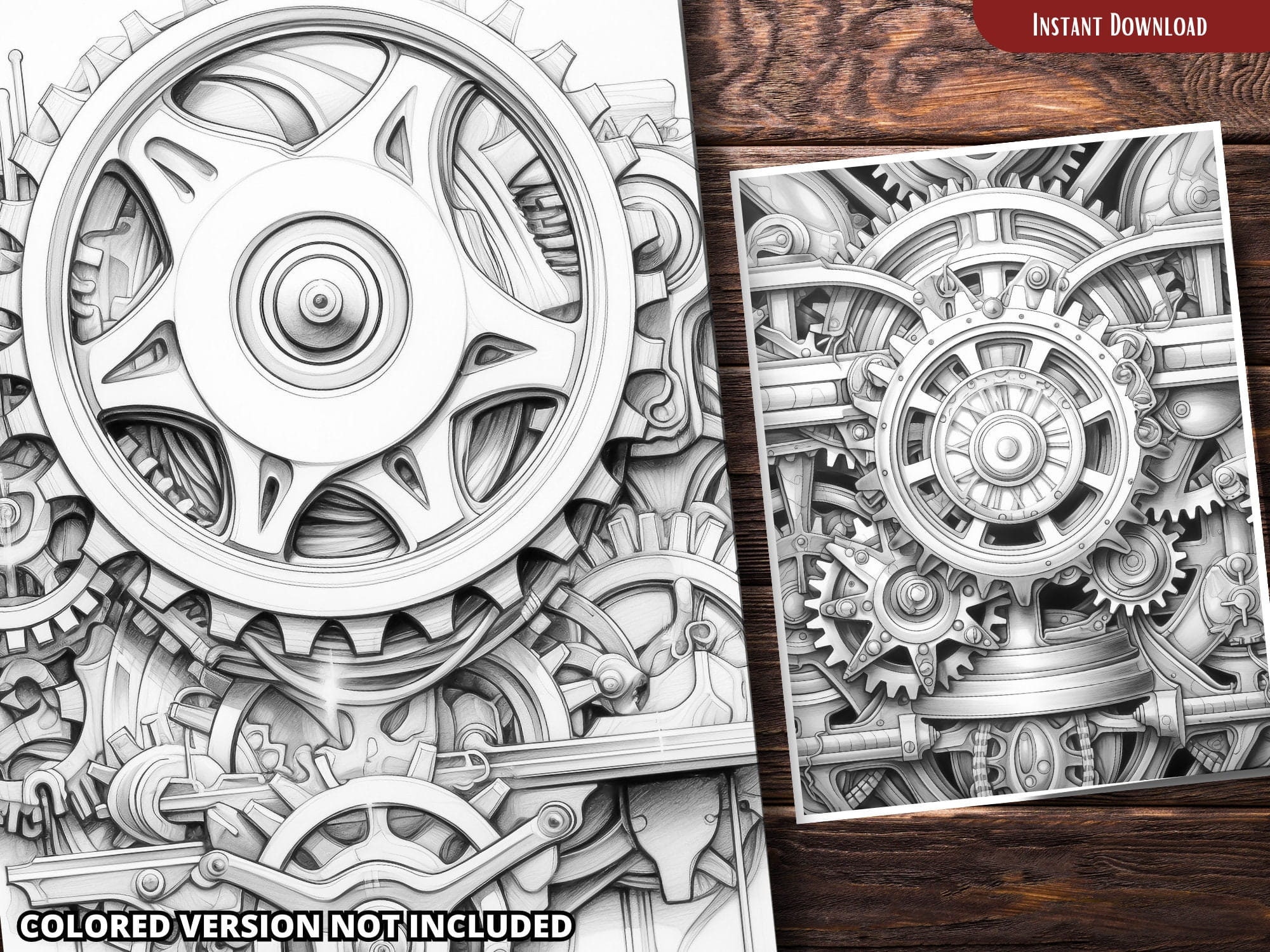 Gears Grayscale Coloring Book, Steampunk Style (printable PDF) - Etsy