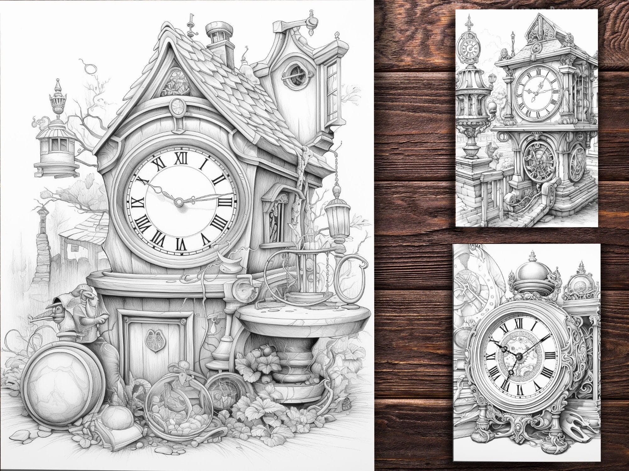 Clock Coloring Pages for Adults and for Kids for Relax and Stress ...