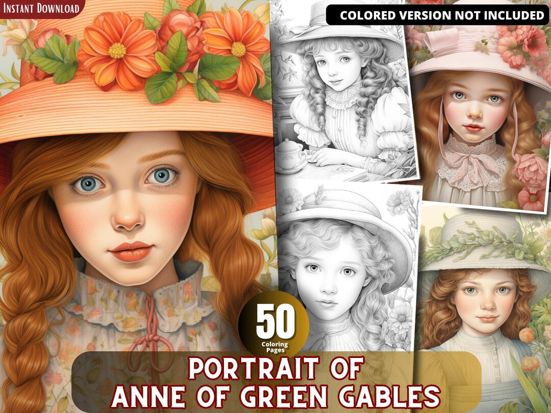Anne of Green Gables Portrait Coloring Pages for Adults and for Kids ...
