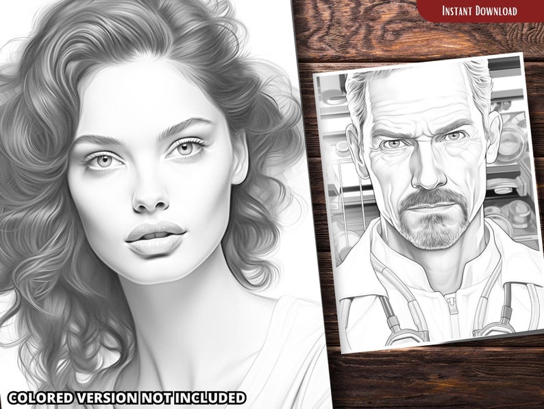 Portraits Coloring Pages for Adults and for Kids for Relax and Stress ...