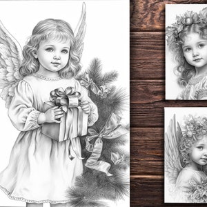 Christmas Angels Coloring Pages for Adults and for Kids for Relax and ...
