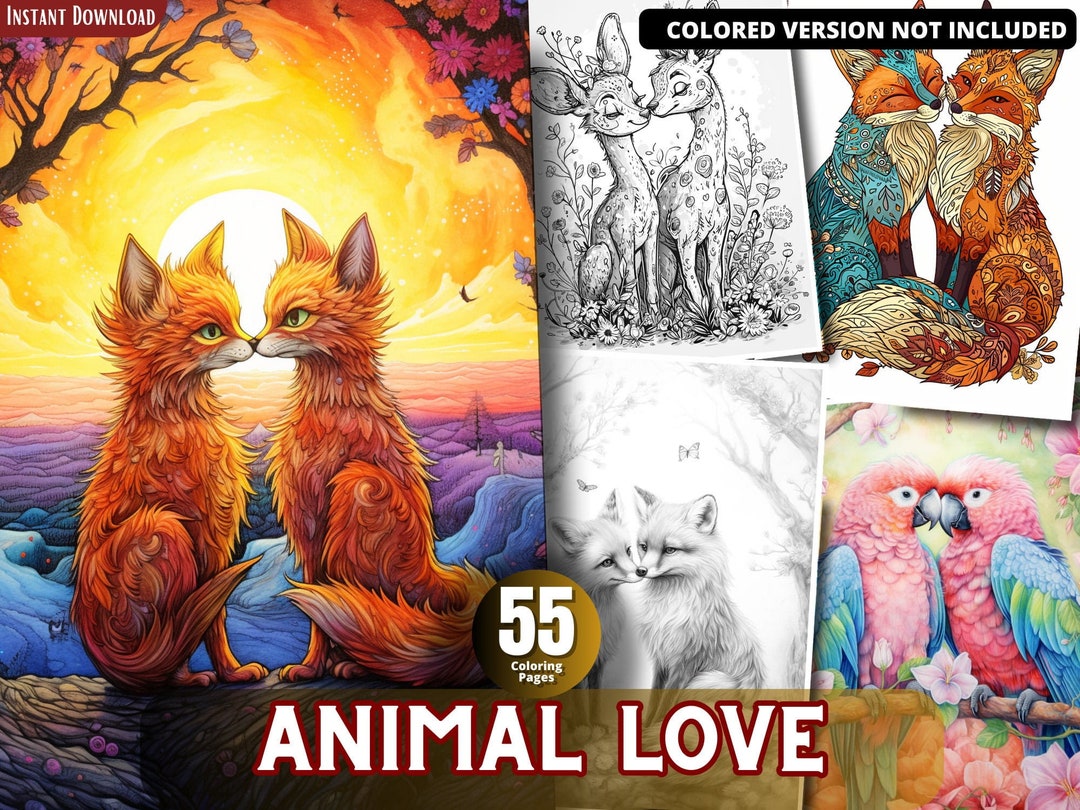 Animal Love Coloring Pages for Adults and for Kids Coloring Pages ...