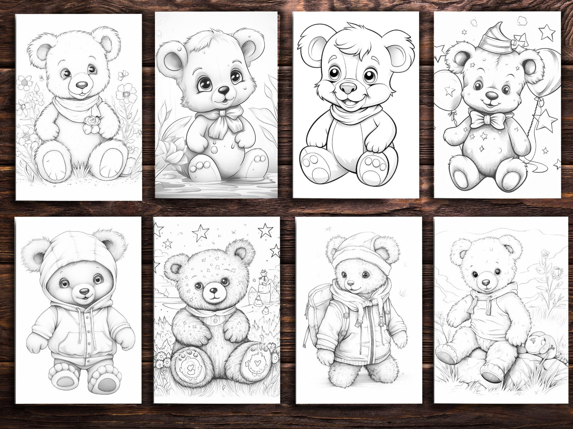 Tedy Bear Coloring Pages for Adults and for Kids for Relax and Stress ...