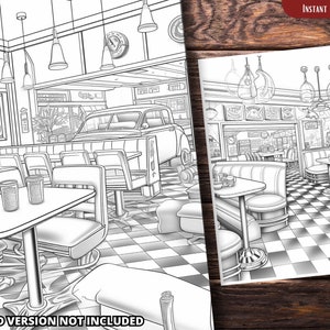 Classic 1950s Diner Coloring Pages for Adults and for Kids for Relax ...