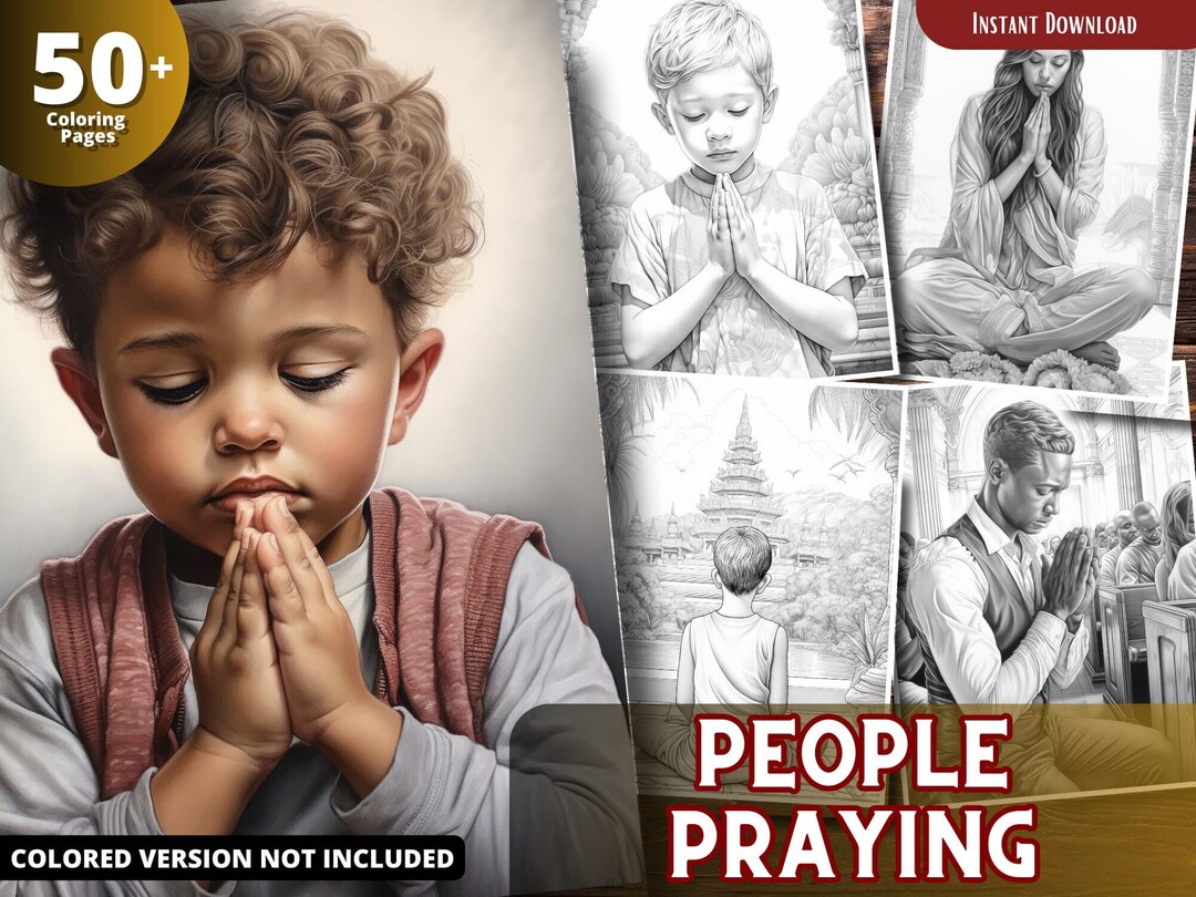 People Praying Coloring Pages for Adults and for Kids for Relax and ...
