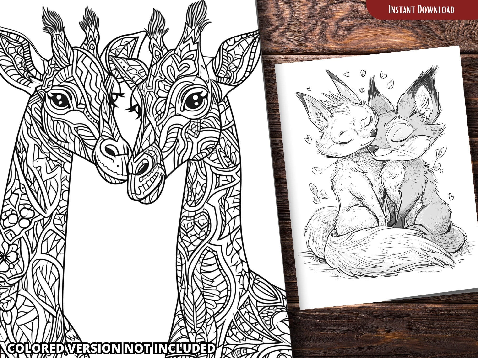 Animal Love Coloring Pages for Adults and for Kids Coloring Pages ...