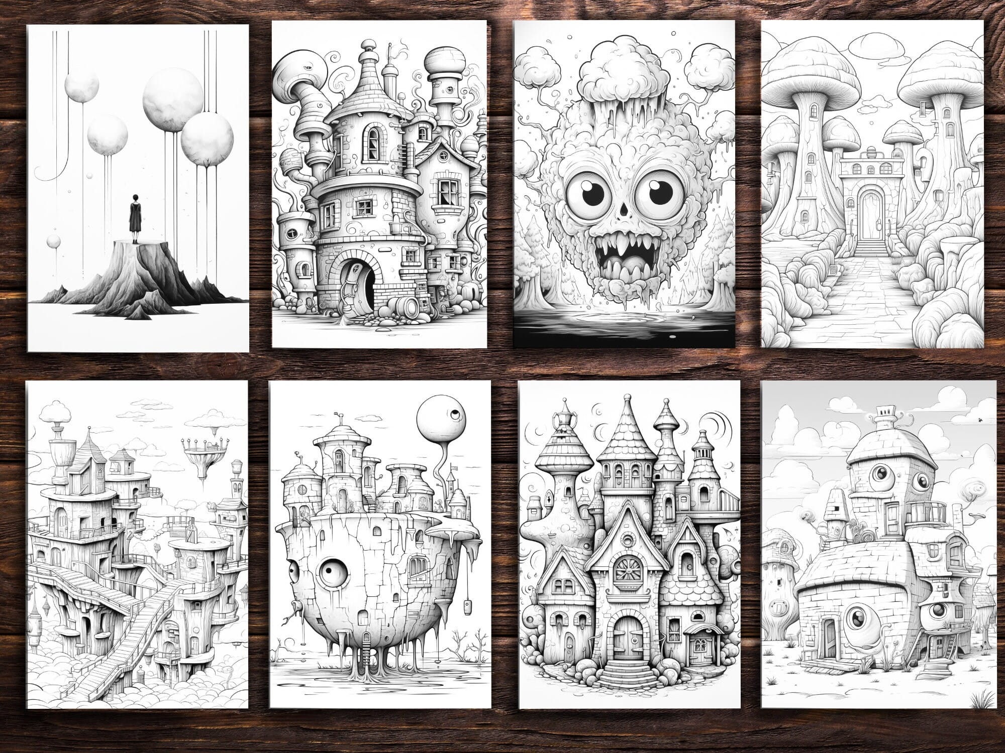 Surrealism Coloring Pages for Adults and for Kids for Relax and Stress ...