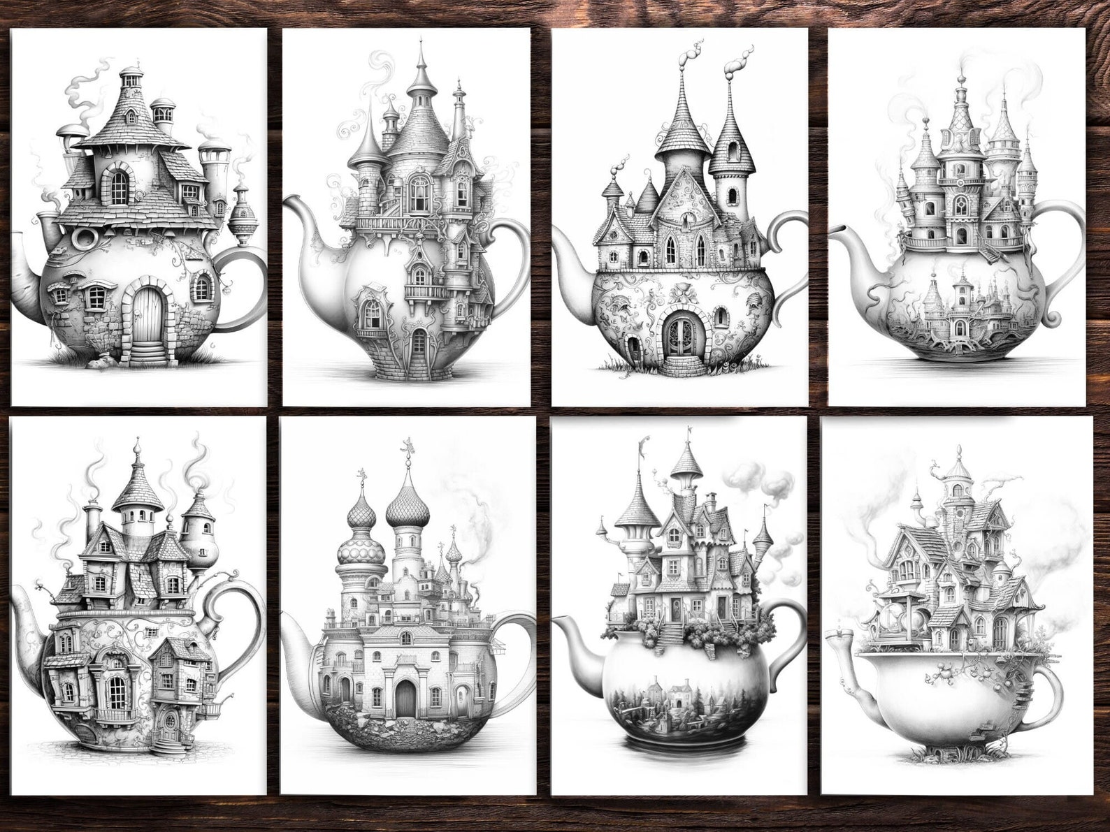 Teacup Fairy House Coloring Pages for Adults and for Kids for Relax and ...