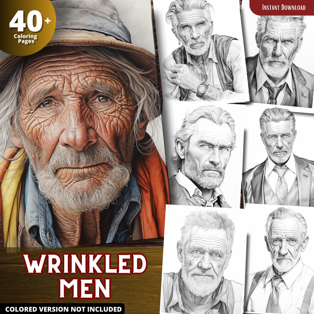 Wrinkled Men Coloring Pages for Adults and for Kids for Relax and ...