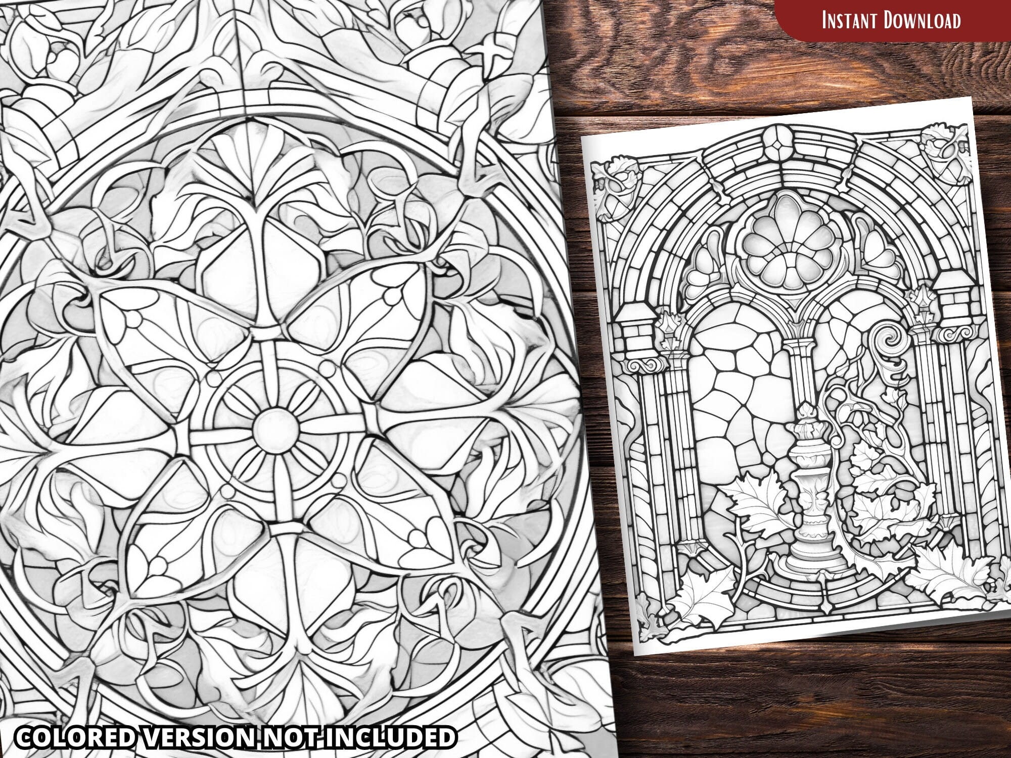 Stained Glass Collection Coloring Pages for Adults and for Kids ...