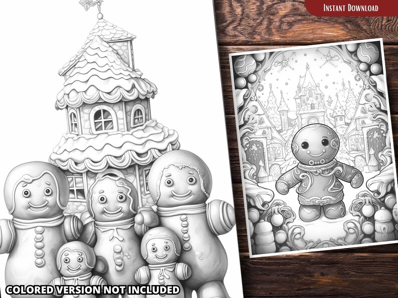 Happy Gingerbread Man Coloring Pages for Adults and for Kids for Relax ...