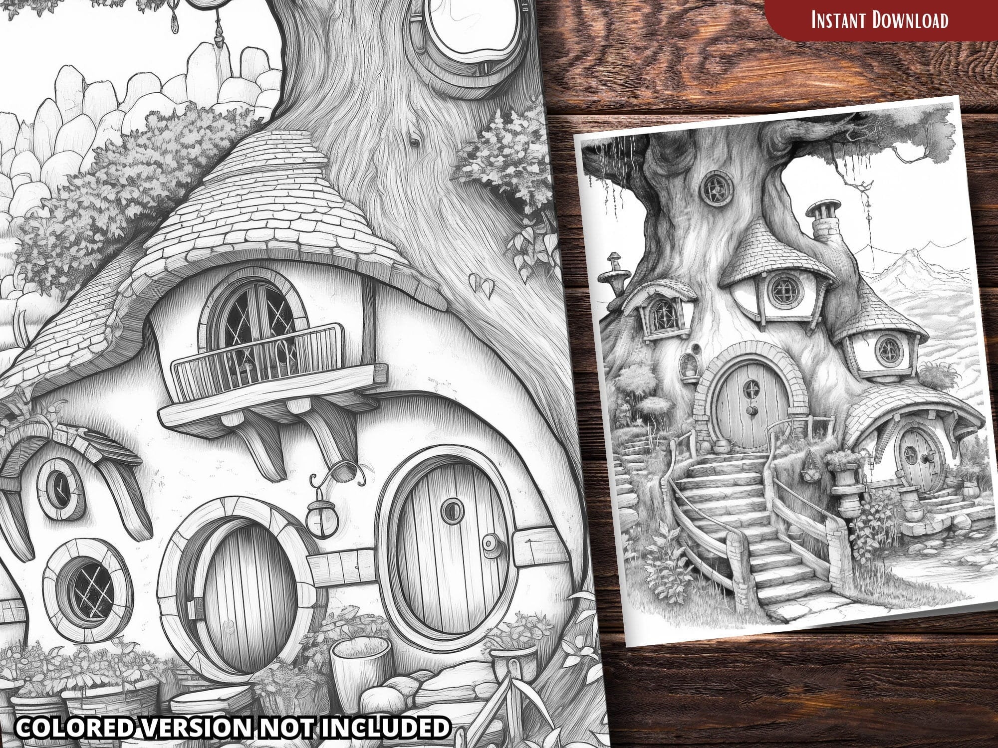 Hobbit Home Coloring Pages for Adults and for Kids for Relax and Stress ...