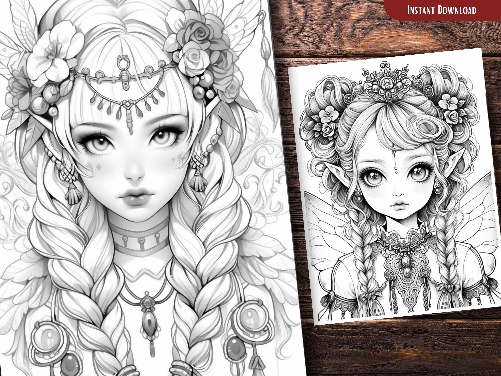 Butterfly Fairy, Coloring Pages for Adults and for Kids for Relax and ...